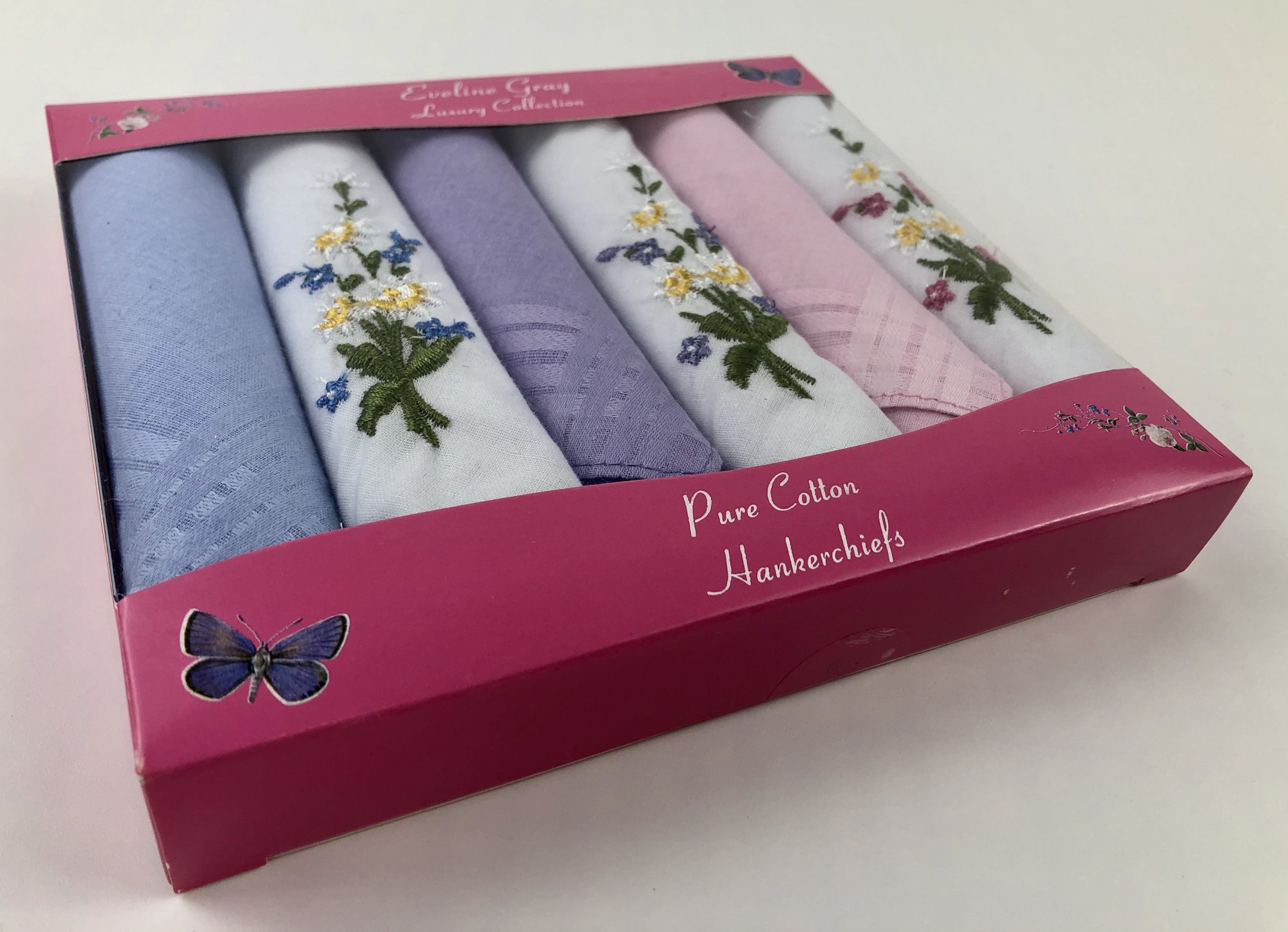 6 ladies handkerchiefs assorted colours